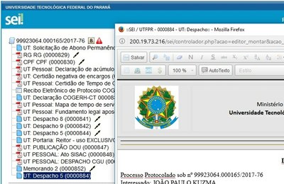 Edição de documento interno